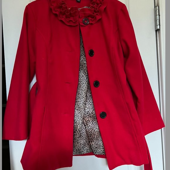 Amy Byer | Jackets & Coats | Red Ruffled Collar Jacket With Removable ...